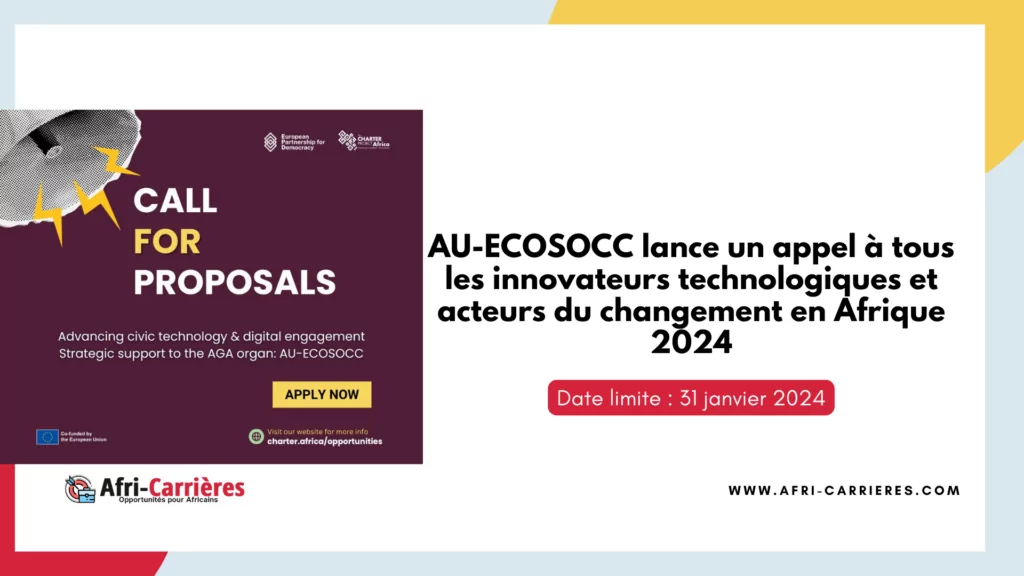 Appel à Proposition AU-ECOSOCC 24 Pour Innovateurs D'Afrique