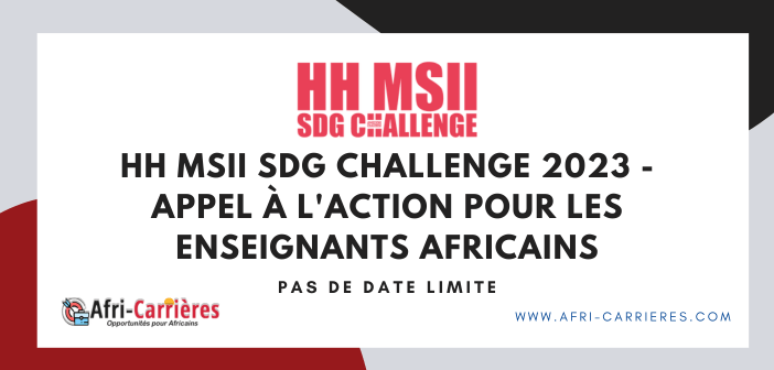 Programme D'incubateur HH MSII SDG Challenge 2023 Pour Enseignants
